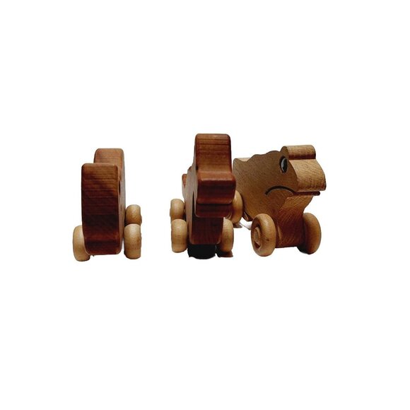 Unbranded | Toys | Carved Wood Animal Frog Alligator Rhino Wheels Pull ...